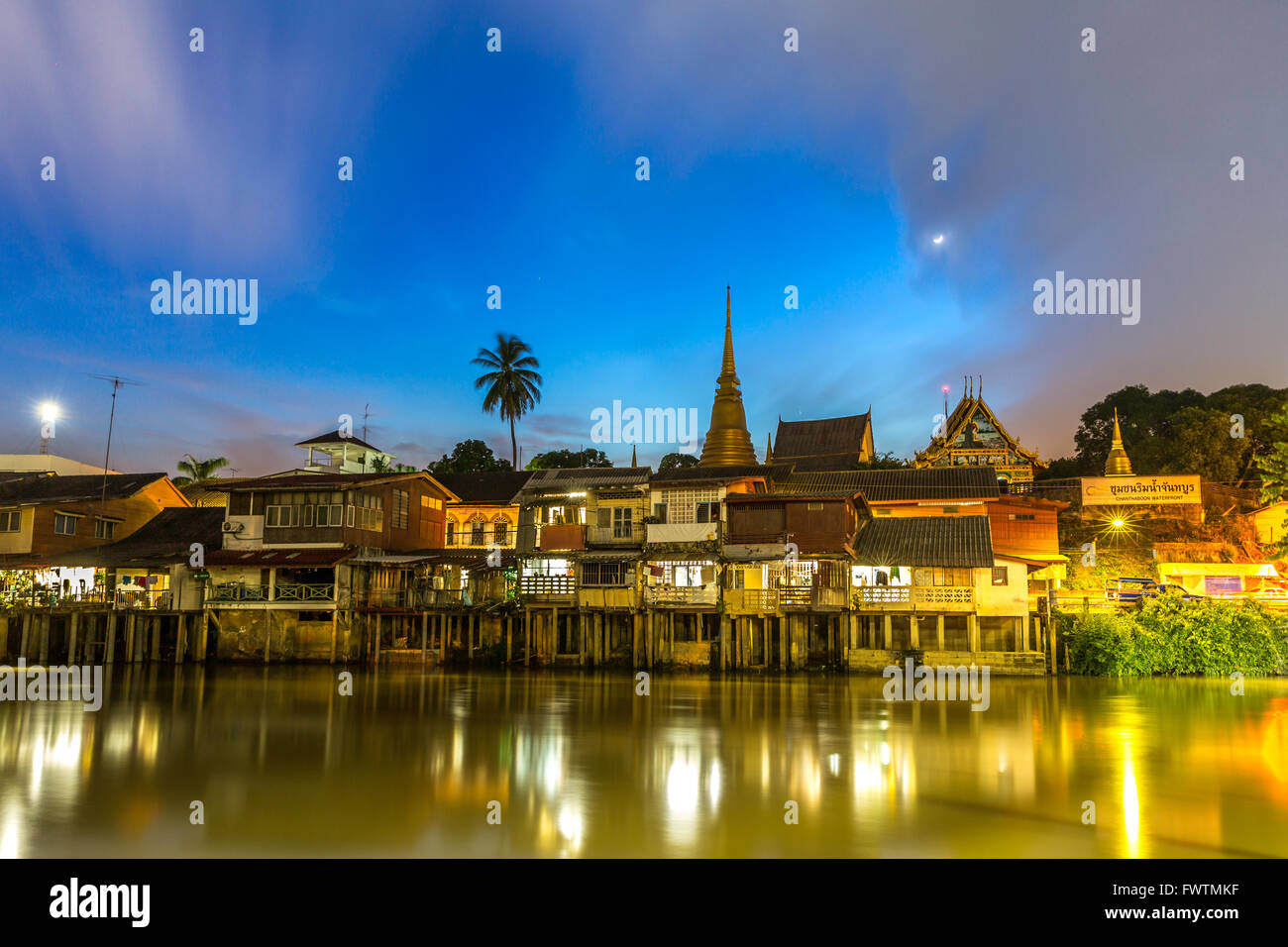 Chanthaburi Old town along river sunset night Thailand Stock Photo - Alamy