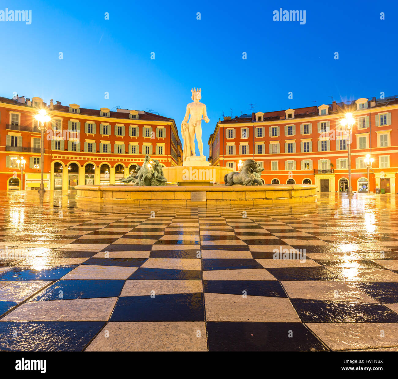 The Fountain du Soleil on Place Massena square Nice, French Riviera ...