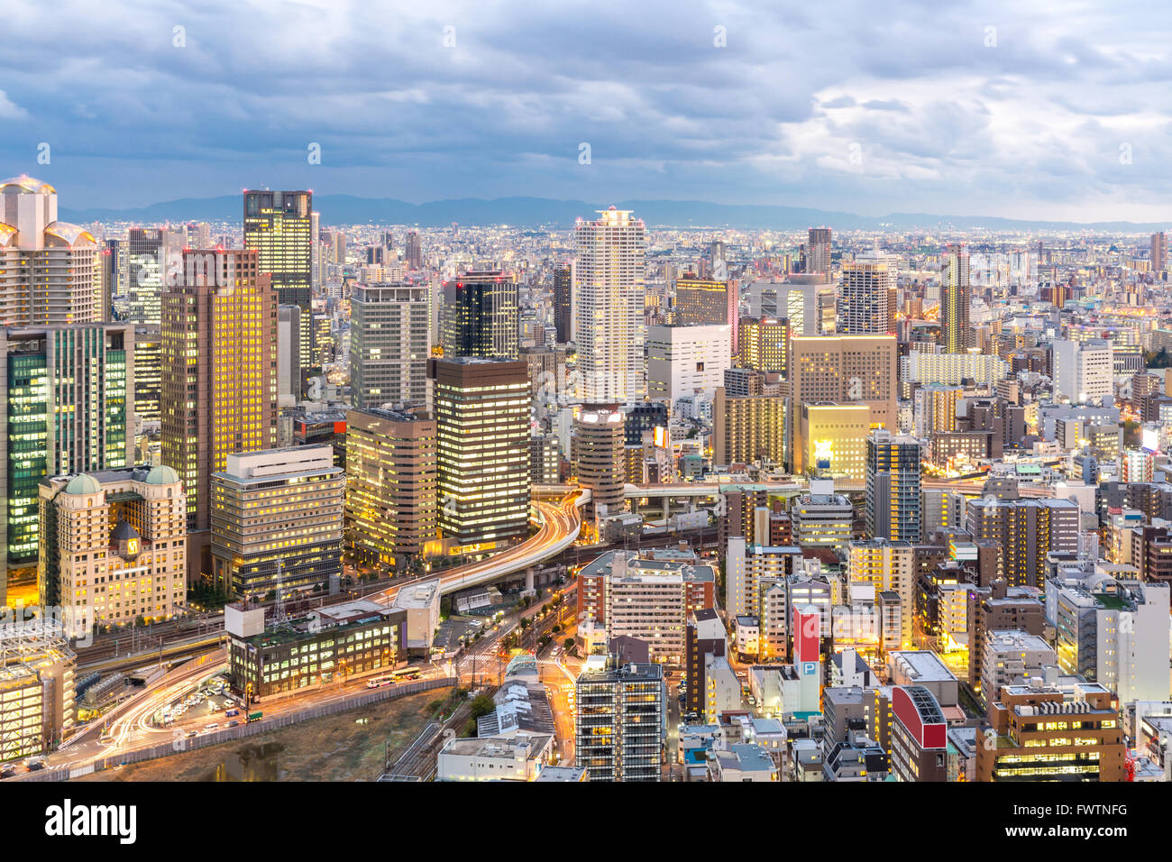 Osaka Skylines building sunset, Japan Stock Photo - Alamy