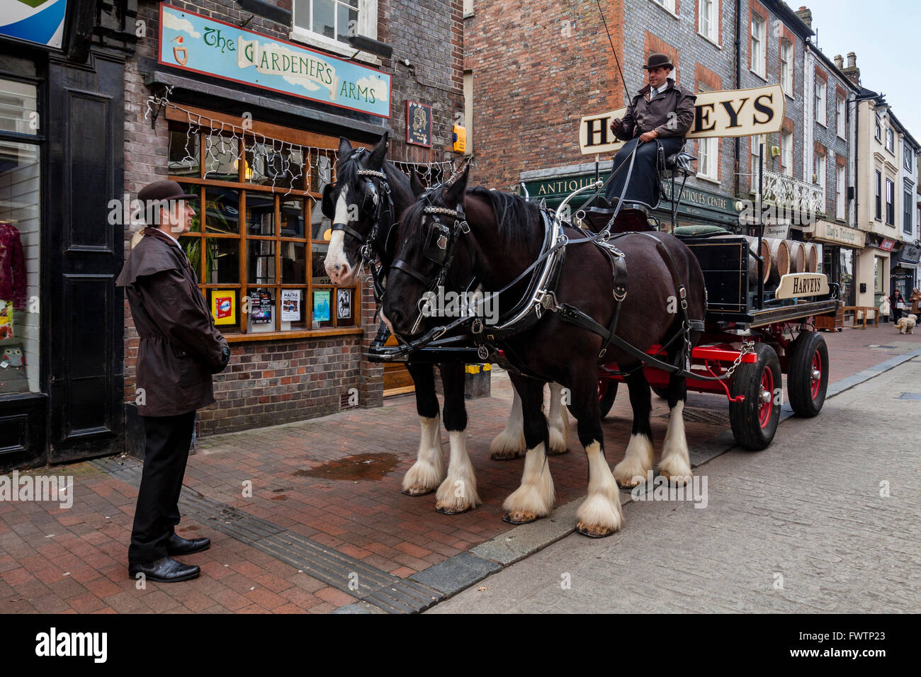 Harveys Brewery Dray and Horses Outside The Gardener's Arms Pub, Lewes ...