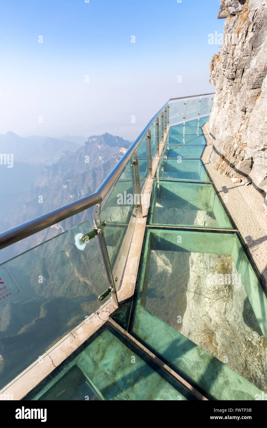 Glass sky walk at Tianmenshan Tianmen Mountain Zhangjiajie China Stock ...