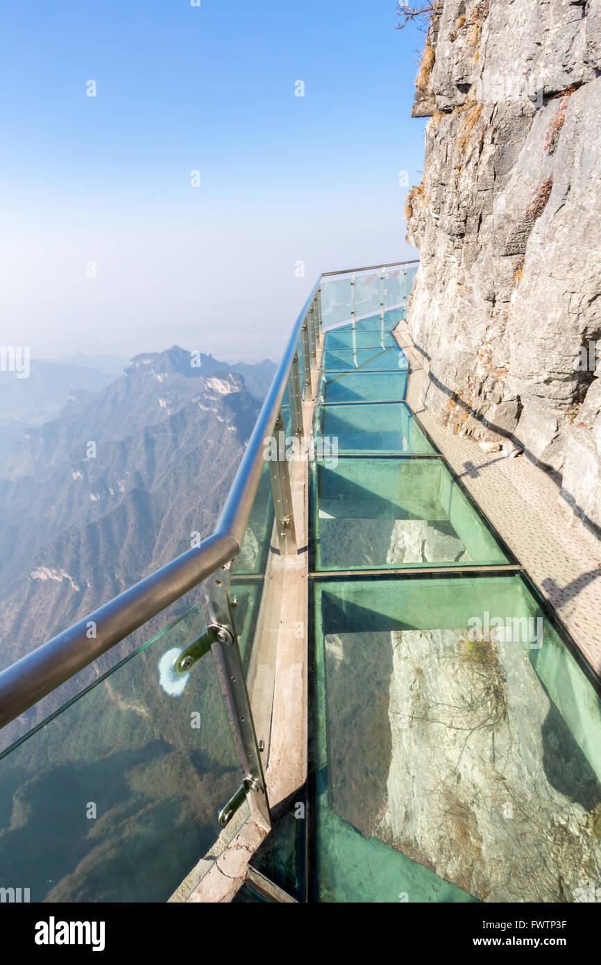 Glass sky walk at Tianmenshan Tianmen Mountain Zhangjiajie China Stock ...