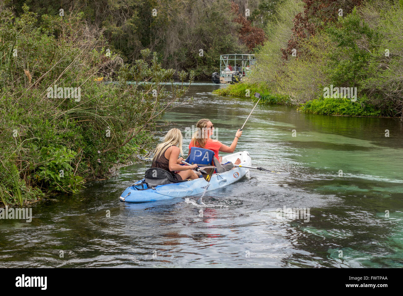 Two Girls Kayaking On The Weeki Wachee River Springs State Park Florida ...