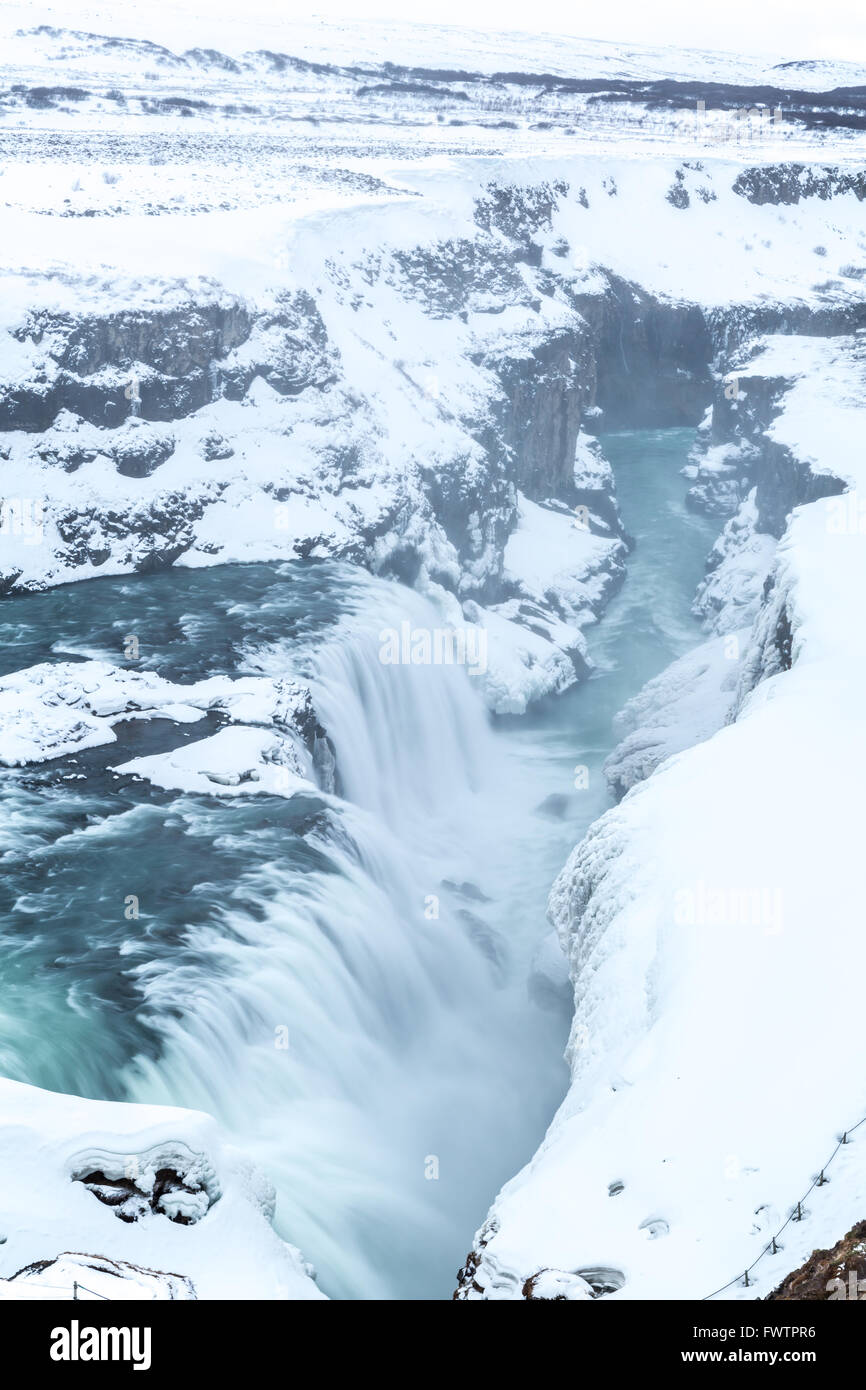 Gulfoss Golden Falls waterfall Iceland in winter Stock Photo - Alamy