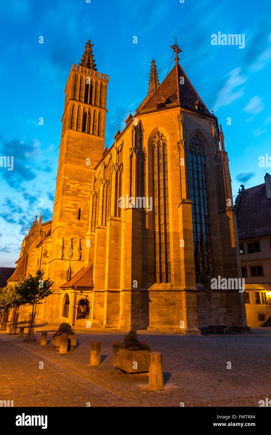 Beautiful view of the historic town of Rothenburg ob der Tauber Church ...