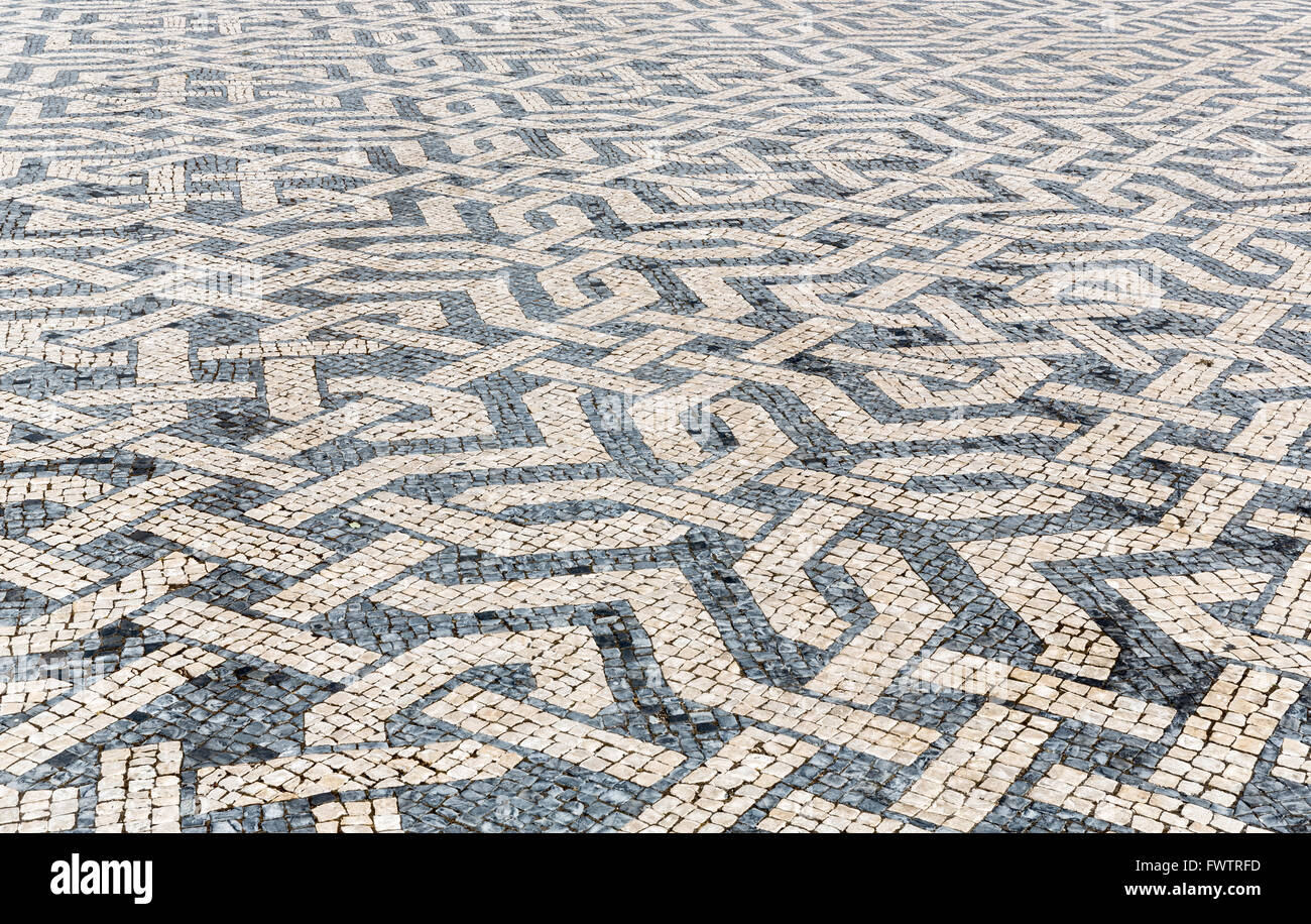 Tile brick floor in Lisbon Town Square, Portugal using as background ...