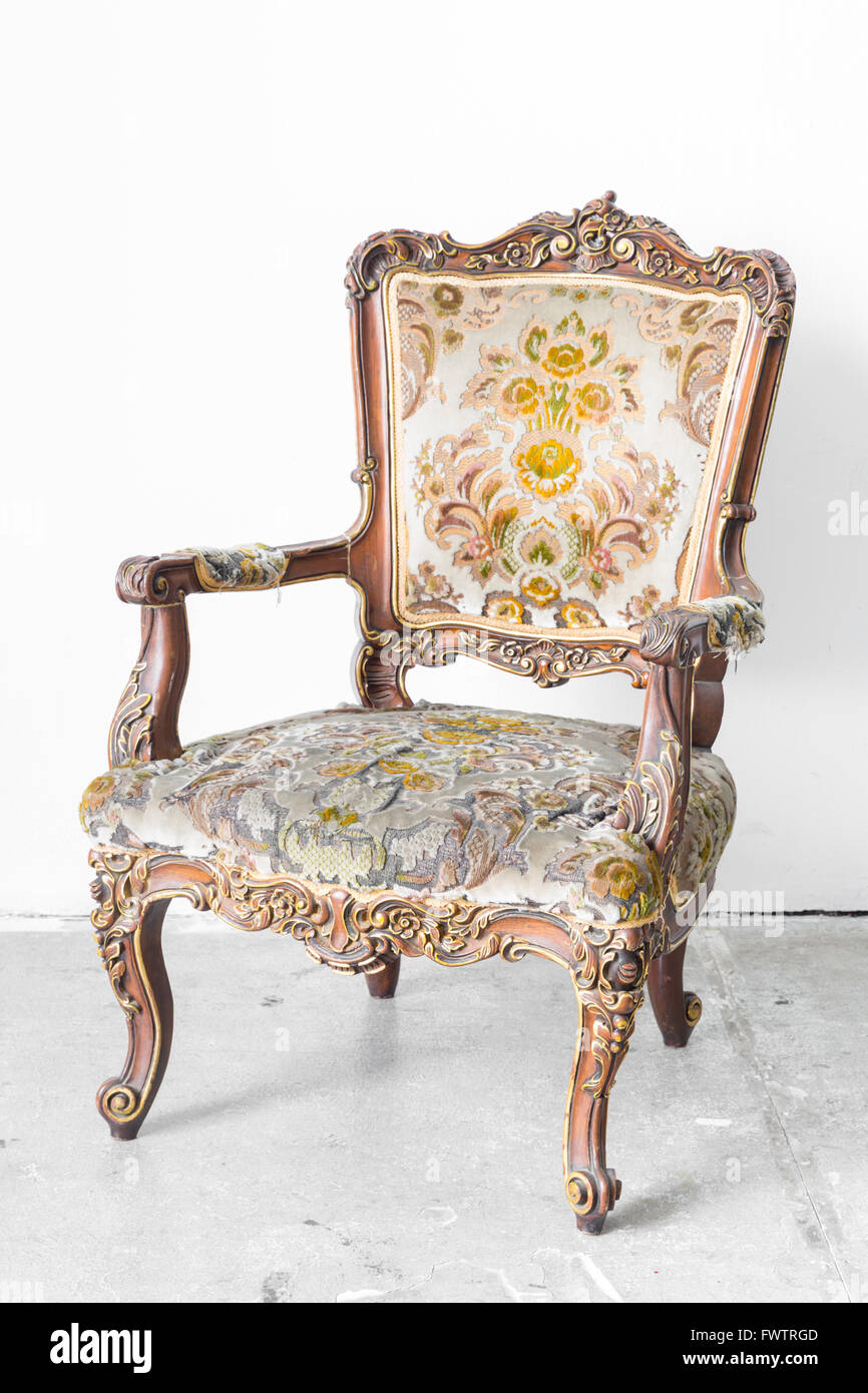Vintage classical style Chair in white room Stock Photo - Alamy