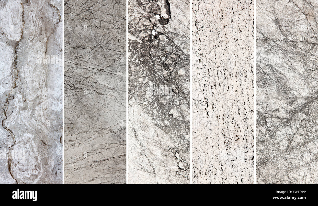 Five various stone structures for overview, light tones Stock Photo - Alamy