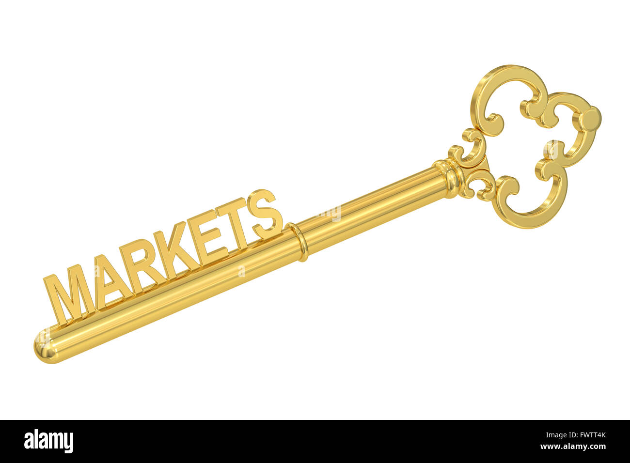 markets concept with golden key, 3D rendering Stock Photo - Alamy