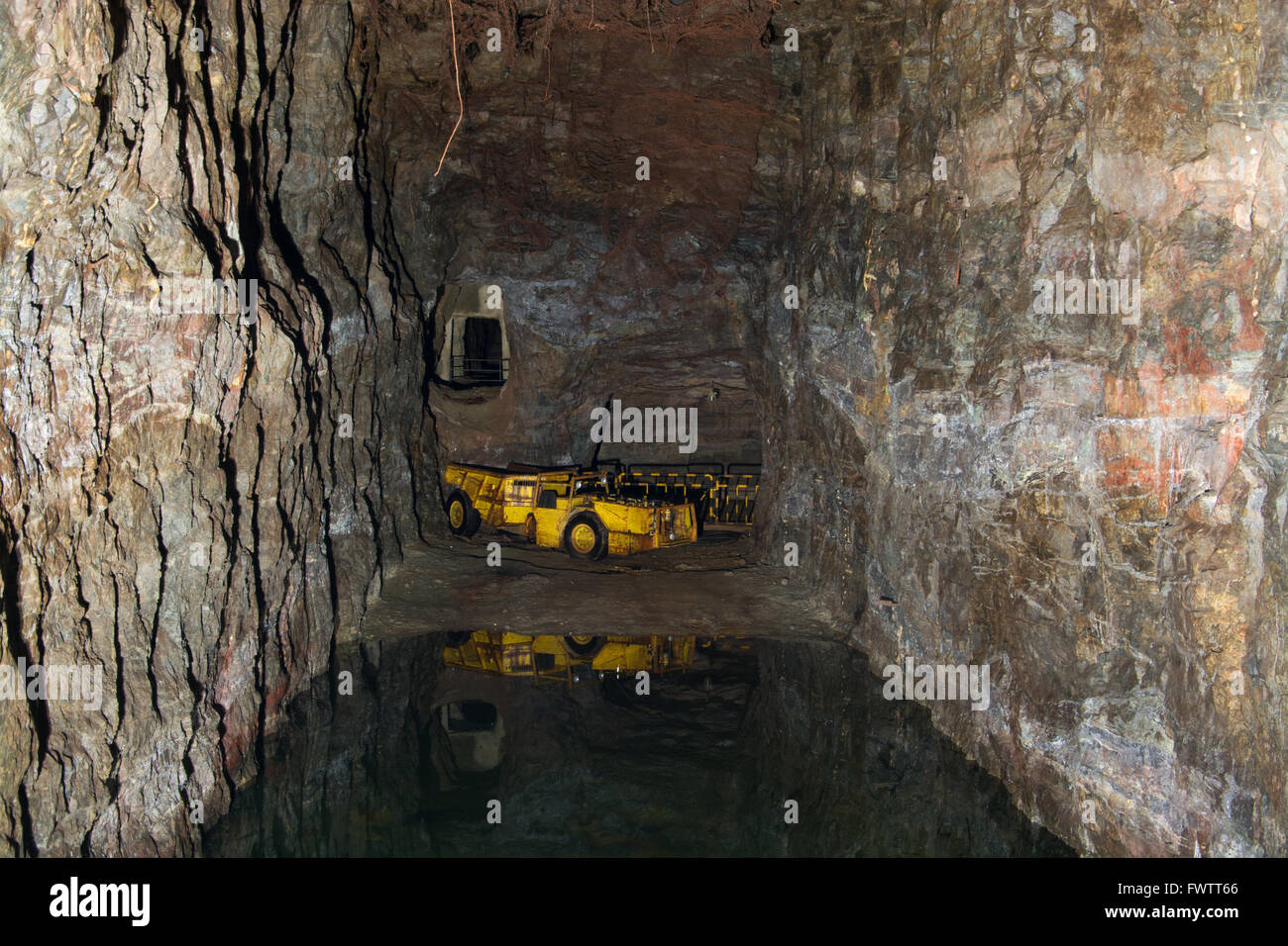 Picture taken underground at a Mine in Poehla, Erz Mountains, Germany ...