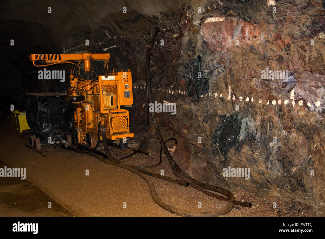 Picture taken underground at a Mine in Poehla, Erz Mountains, Germany ...