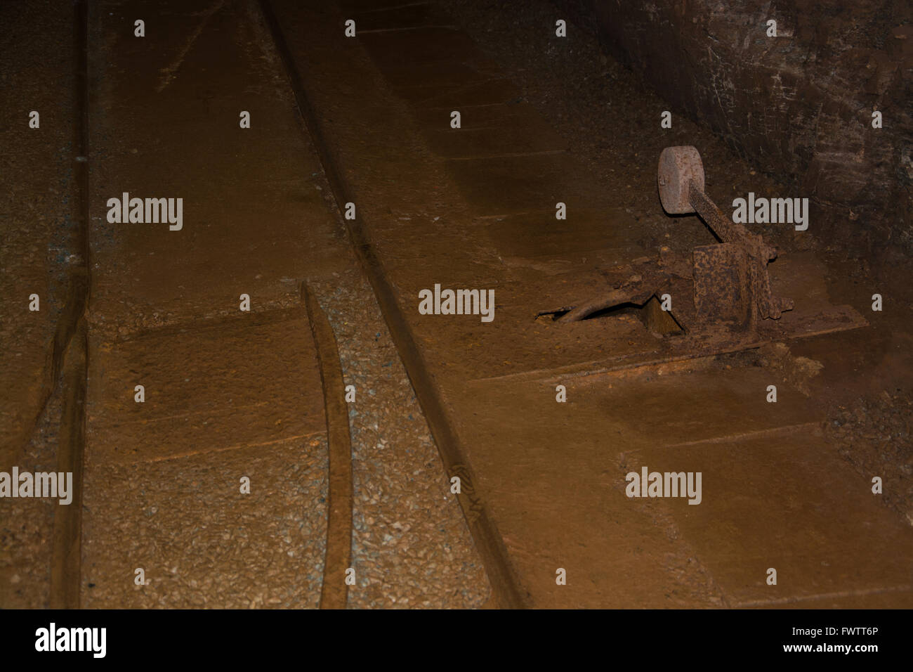 Picture taken underground at a Mine in Poehla, Erz Mountains, Germany ...