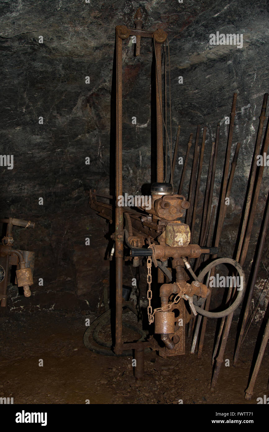 Picture taken underground at a Mine in Poehla, Erz Mountains, Germany ...