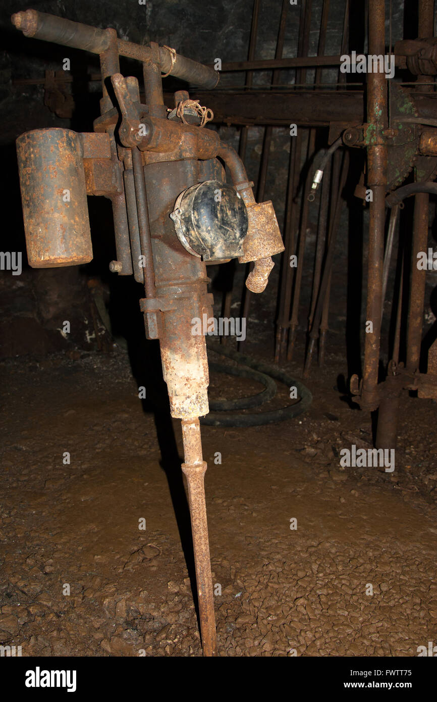 Picture taken underground at a Mine in Poehla, Erz Mountains, Germany ...