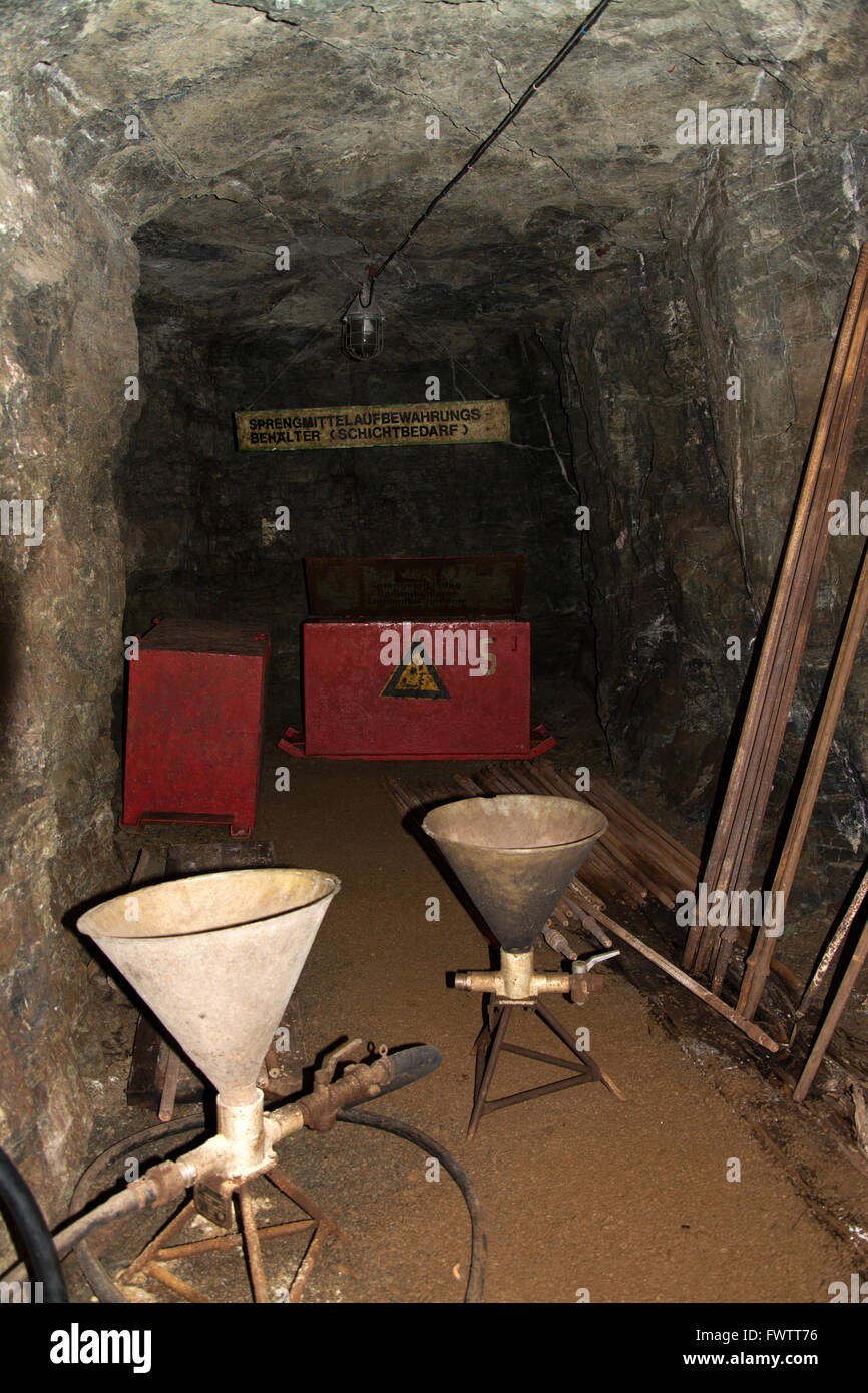 Picture taken underground at a Mine in Poehla, Erz Mountains, Germany ...
