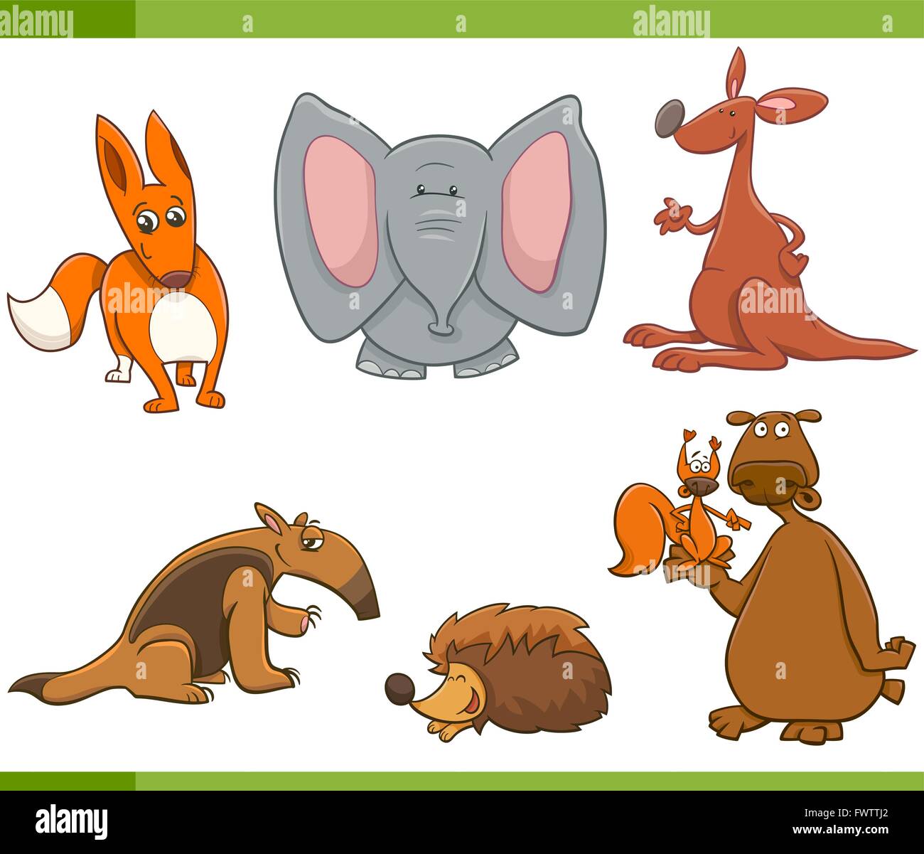 Cartoon Illustration of Wild Animal Characters Set Stock Vector Image ...