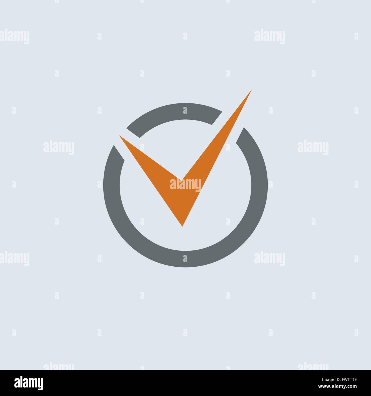 Gray-orange check mark in the circle round web icon Stock Vector Image & Art - Alamy