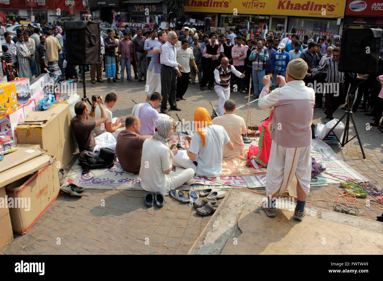 ISKCON devotees belonging to Russia performing bhajan on the streets of ...
