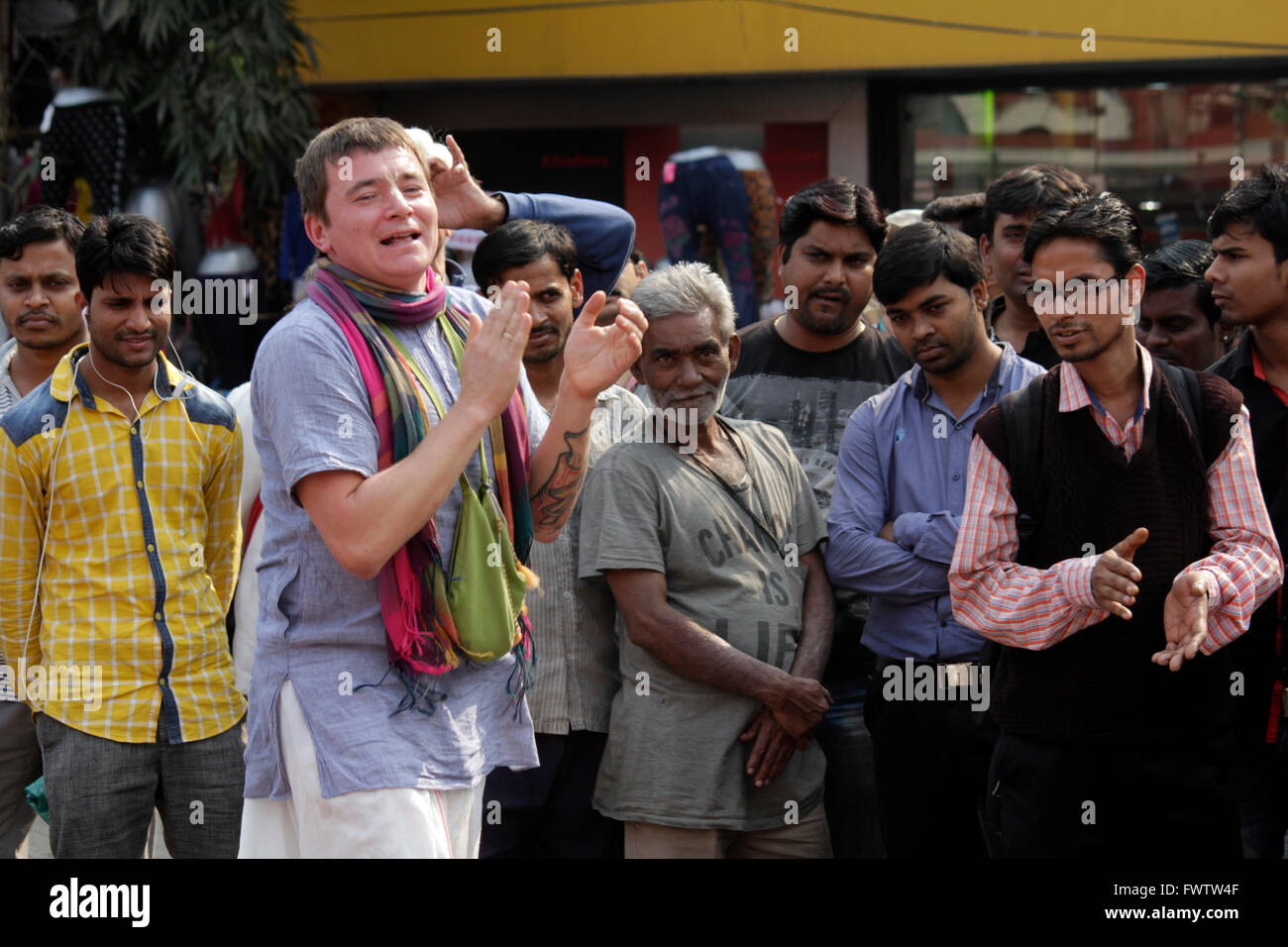 ISKCON devotees belonging to Russia performing bhajan on the streets of ...