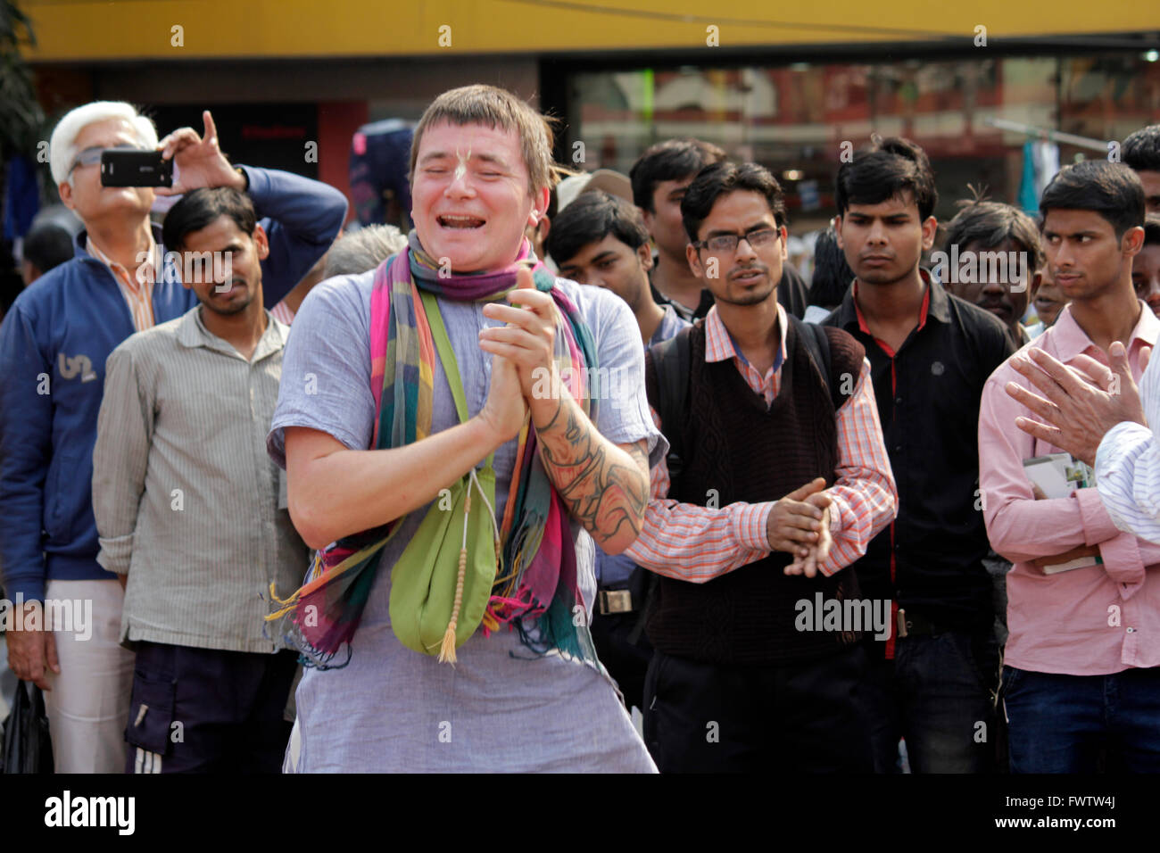 ISKCON devotees belonging to Russia performing bhajan on the streets of ...