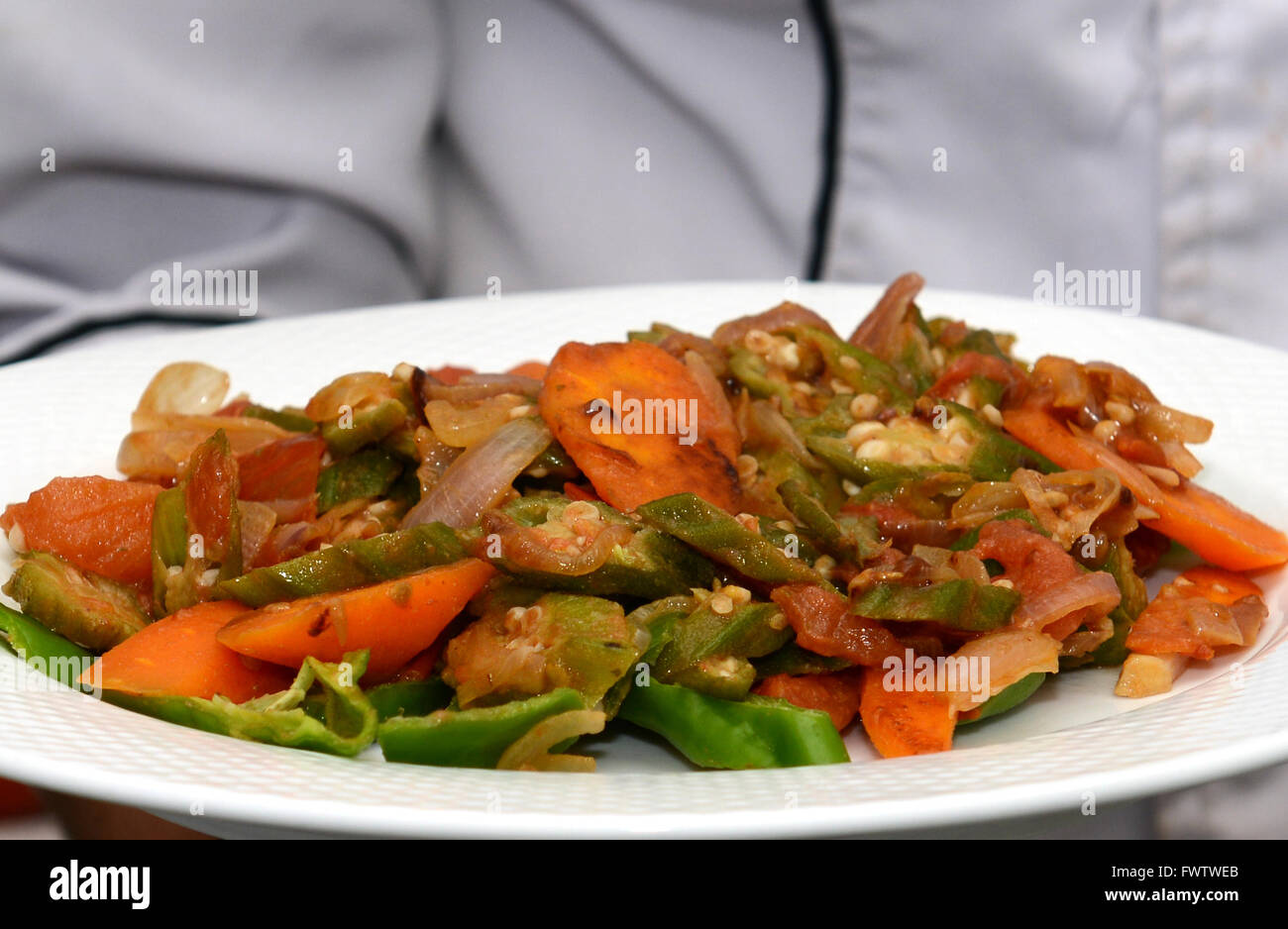 Stir fried Okra dish served in a restaurant in Addis Ababa, Ethiopia ...
