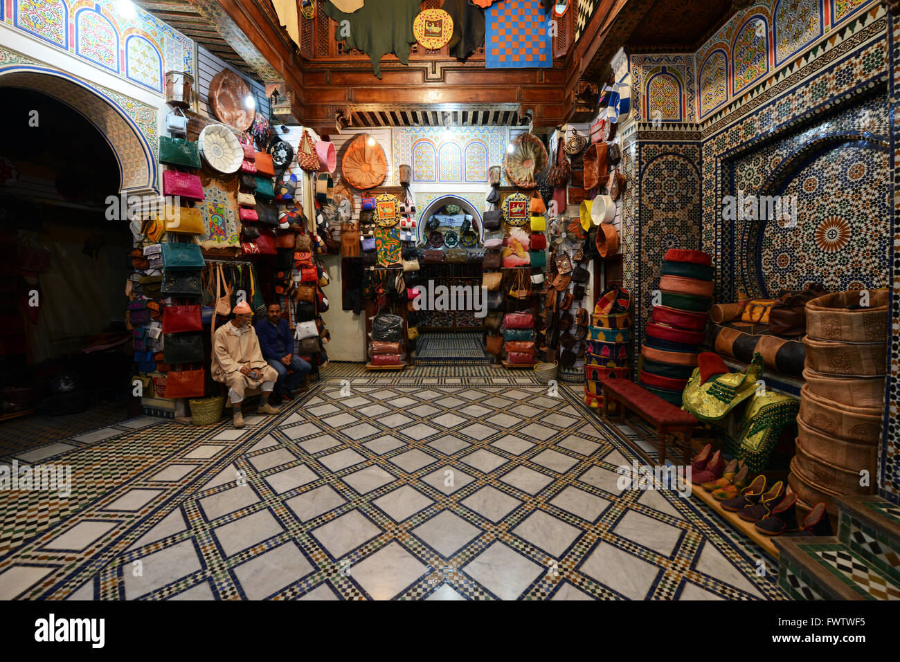 An ancient souk decorated with zeligge style flooring and walls Stock ...