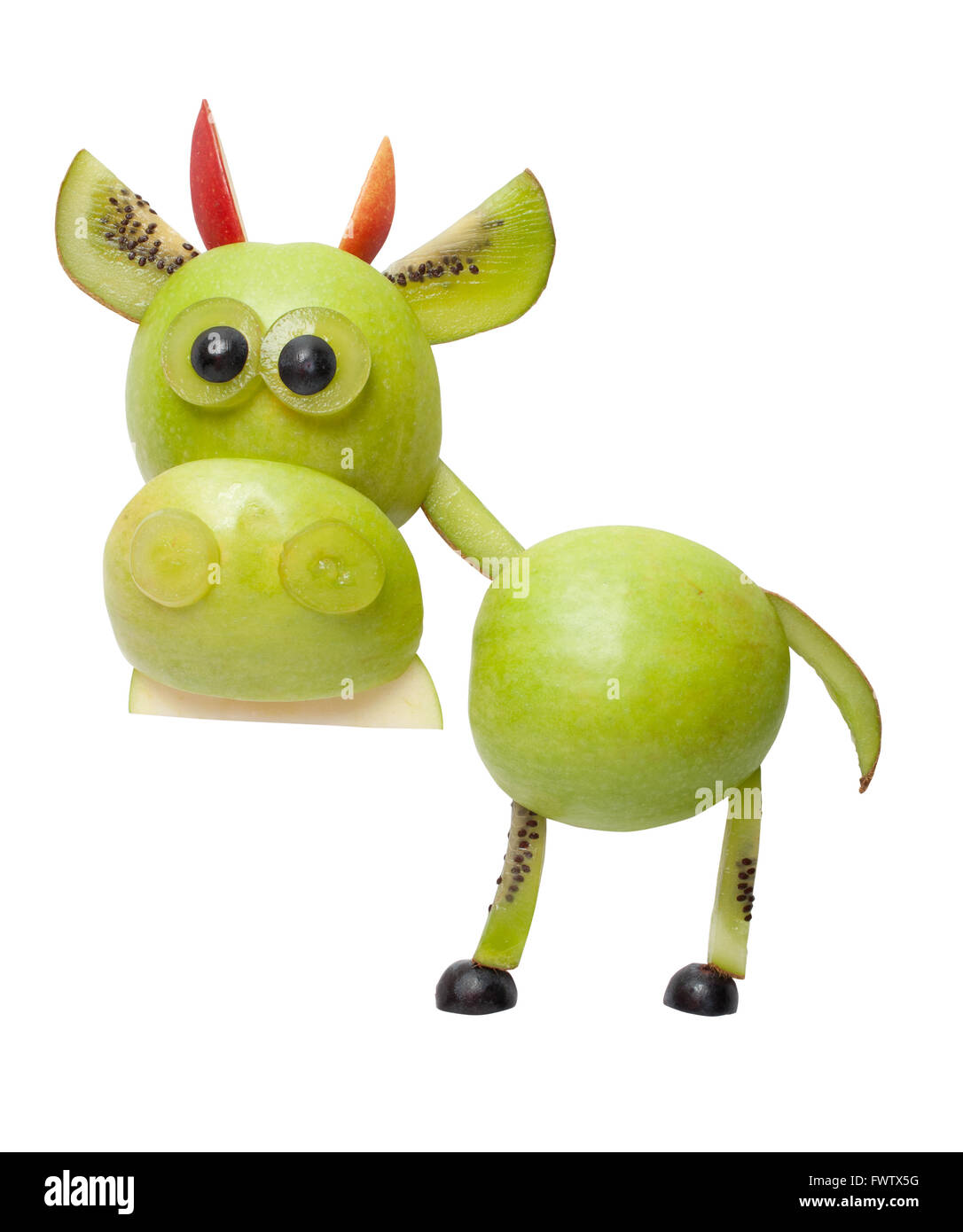 Bull made of green fruits on isolated background Stock Photo - Alamy
