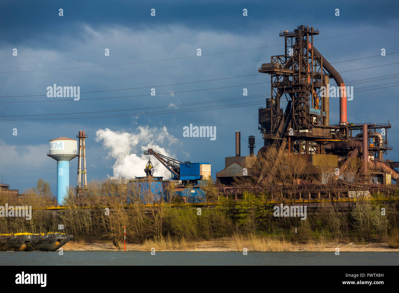 HKM, Krupp Mannesmann steelworks, at river Rhine, Duisburg, Germany ...