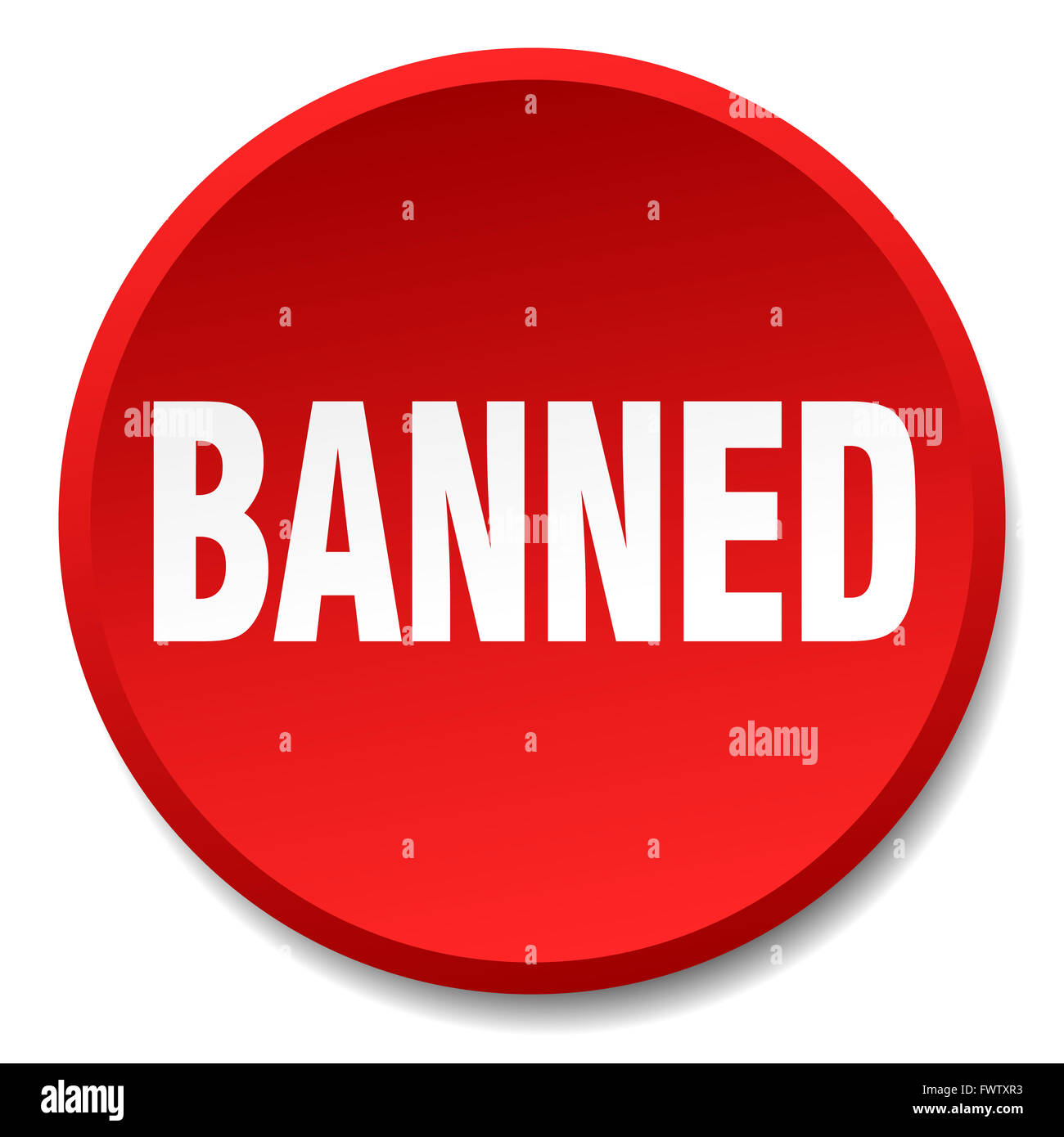 banned red round flat isolated push button Stock Photo - Alamy