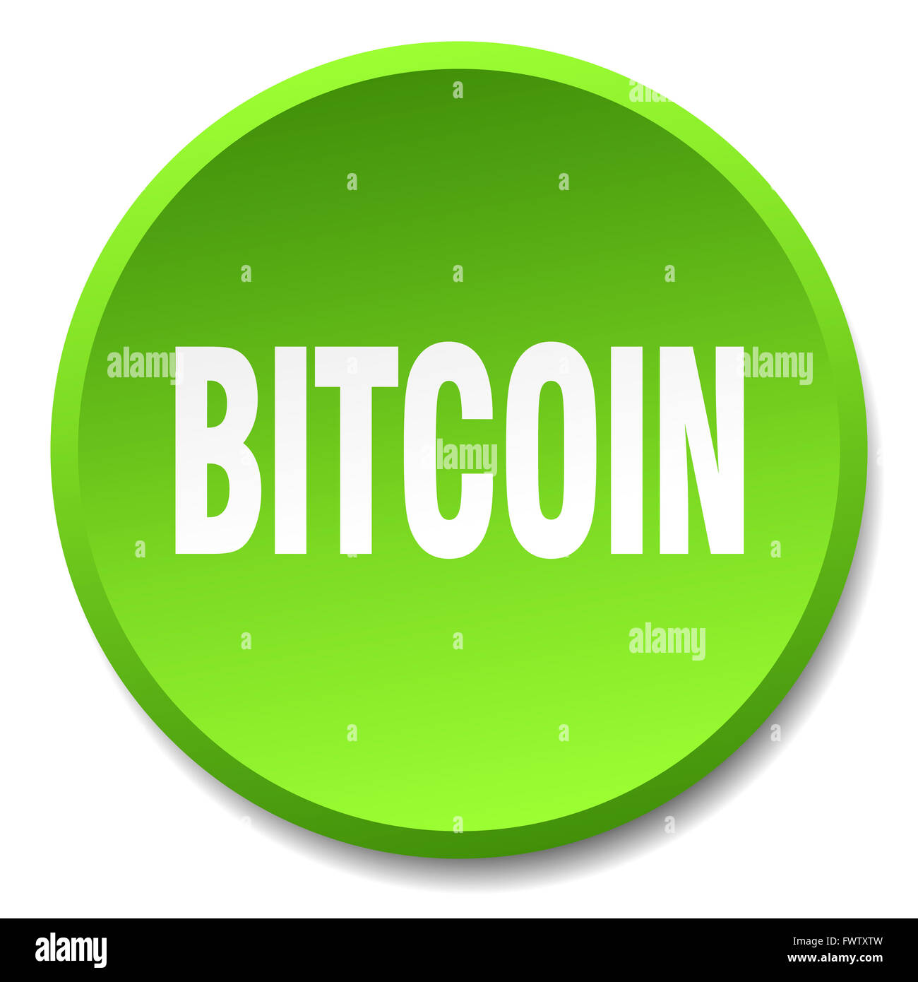 bitcoin green round flat isolated push button Stock Photo - Alamy