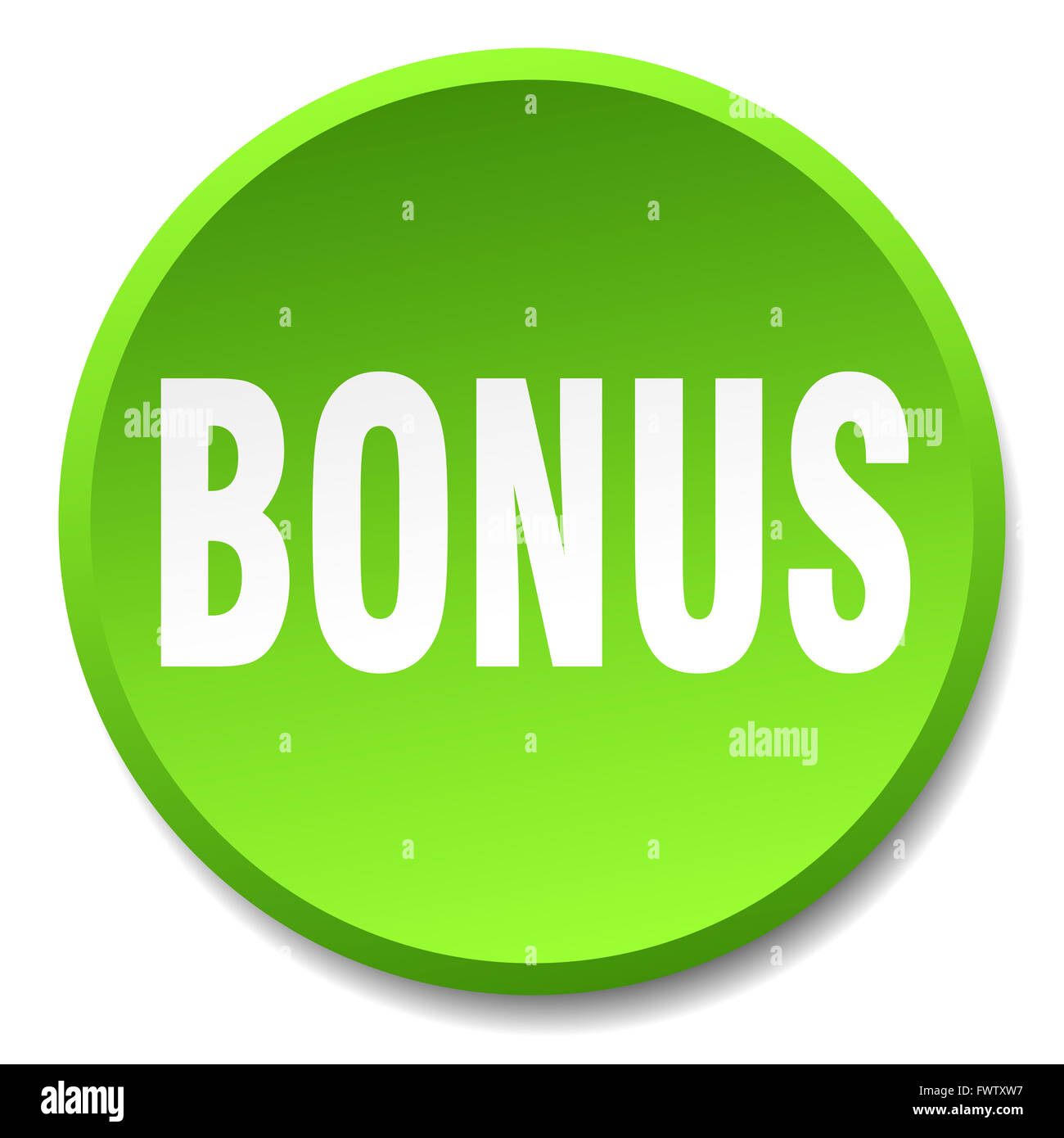 bonus green round flat isolated push button Stock Photo - Alamy