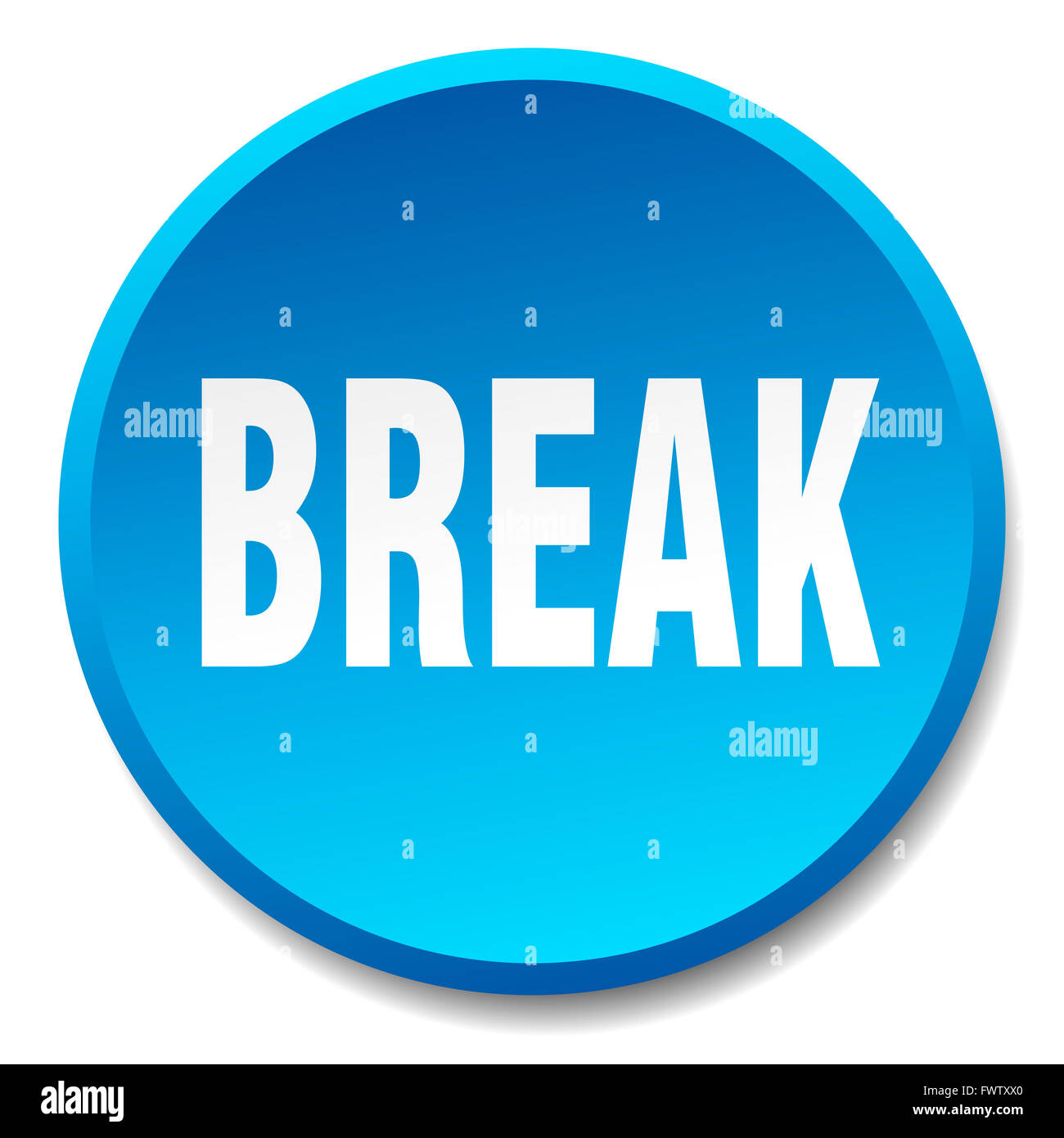 break blue round flat isolated push button Stock Photo - Alamy