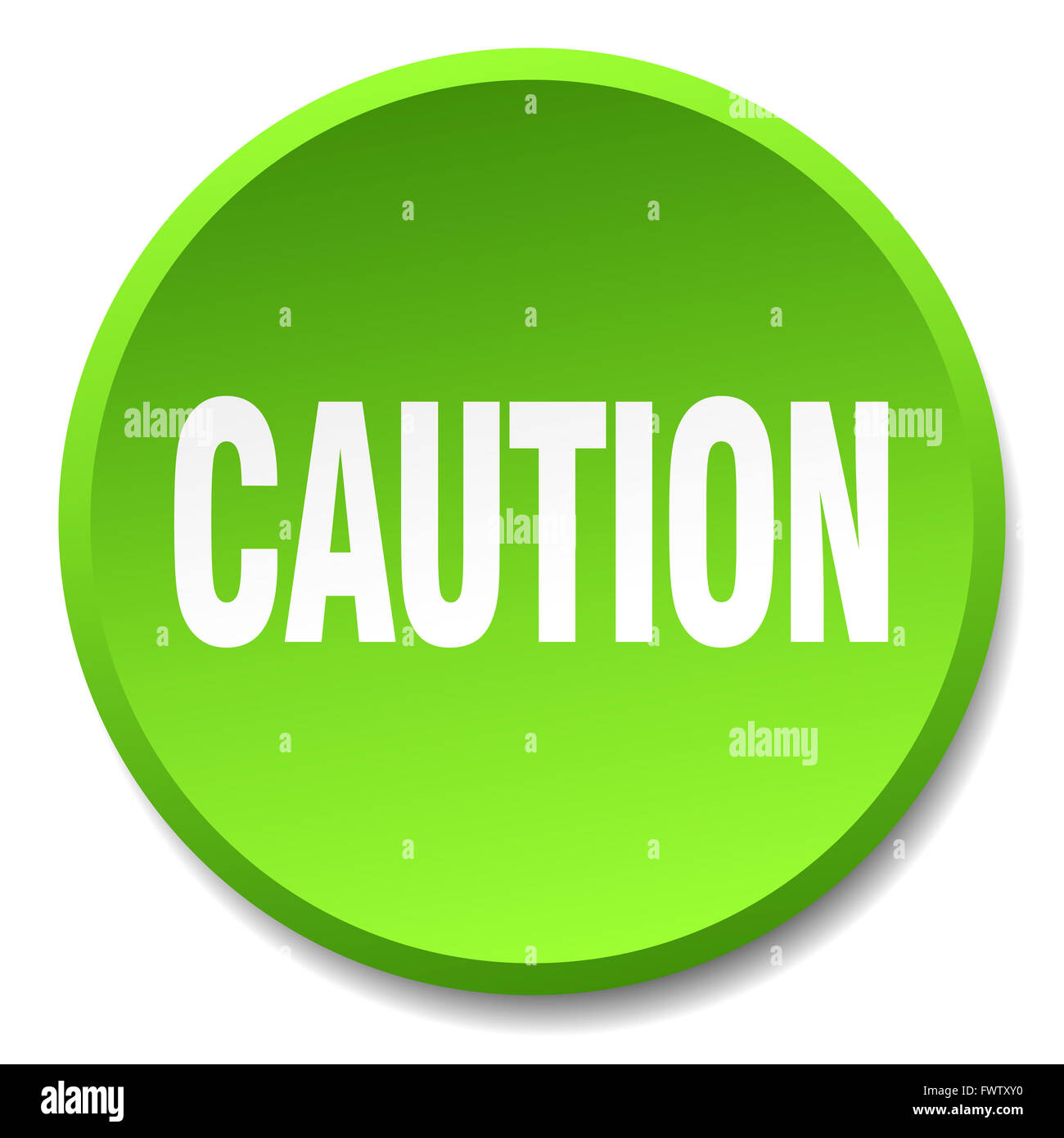 caution green round flat isolated push button Stock Photo - Alamy
