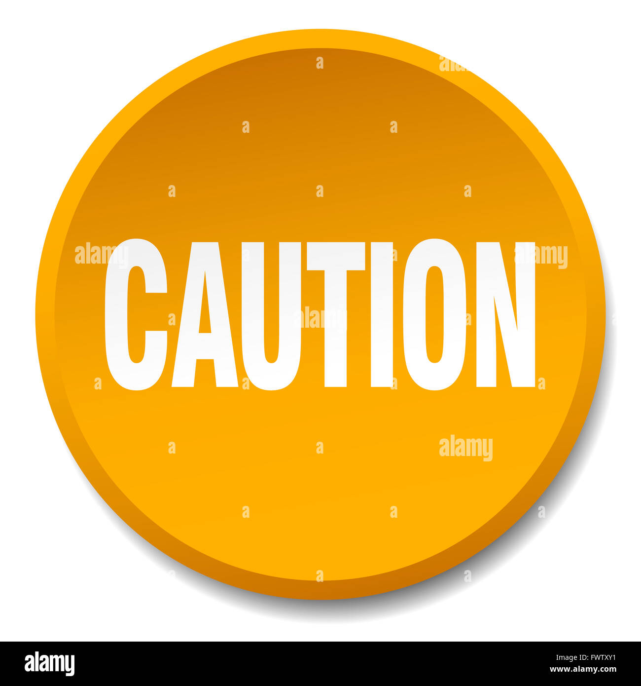 caution orange round flat isolated push button Stock Photo - Alamy