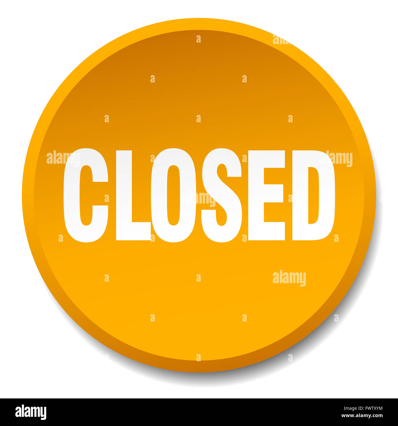 closed orange round flat isolated push button Stock Photo - Alamy