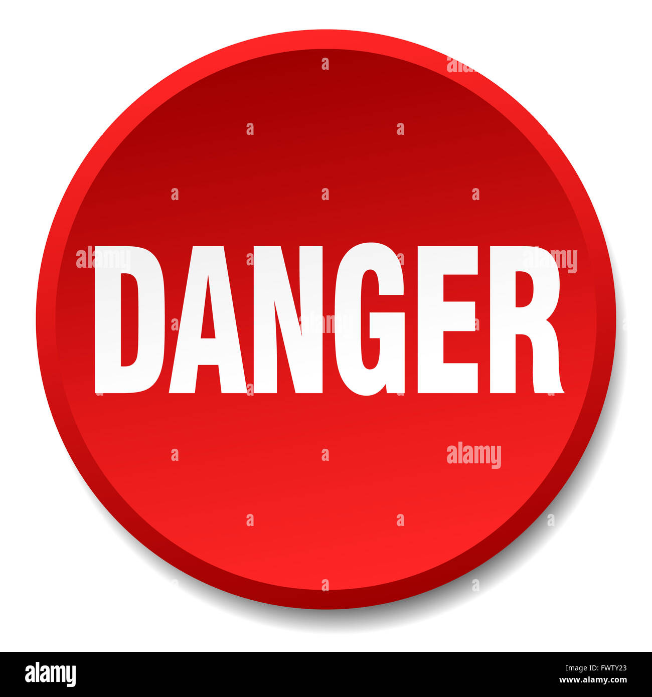 danger red round flat isolated push button Stock Photo - Alamy