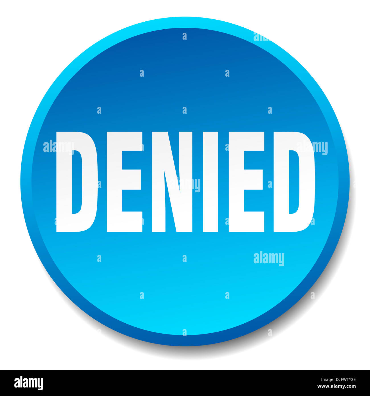 denied blue round flat isolated push button Stock Photo - Alamy