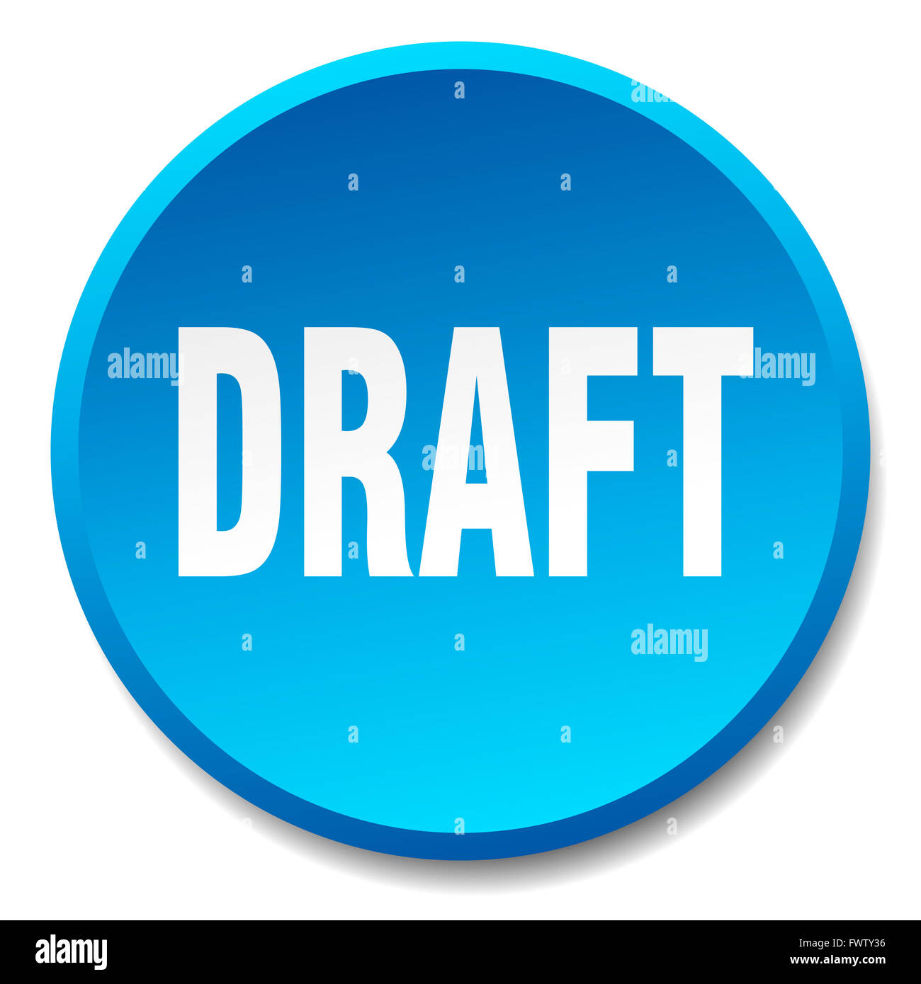 draft blue round flat isolated push button Stock Photo - Alamy