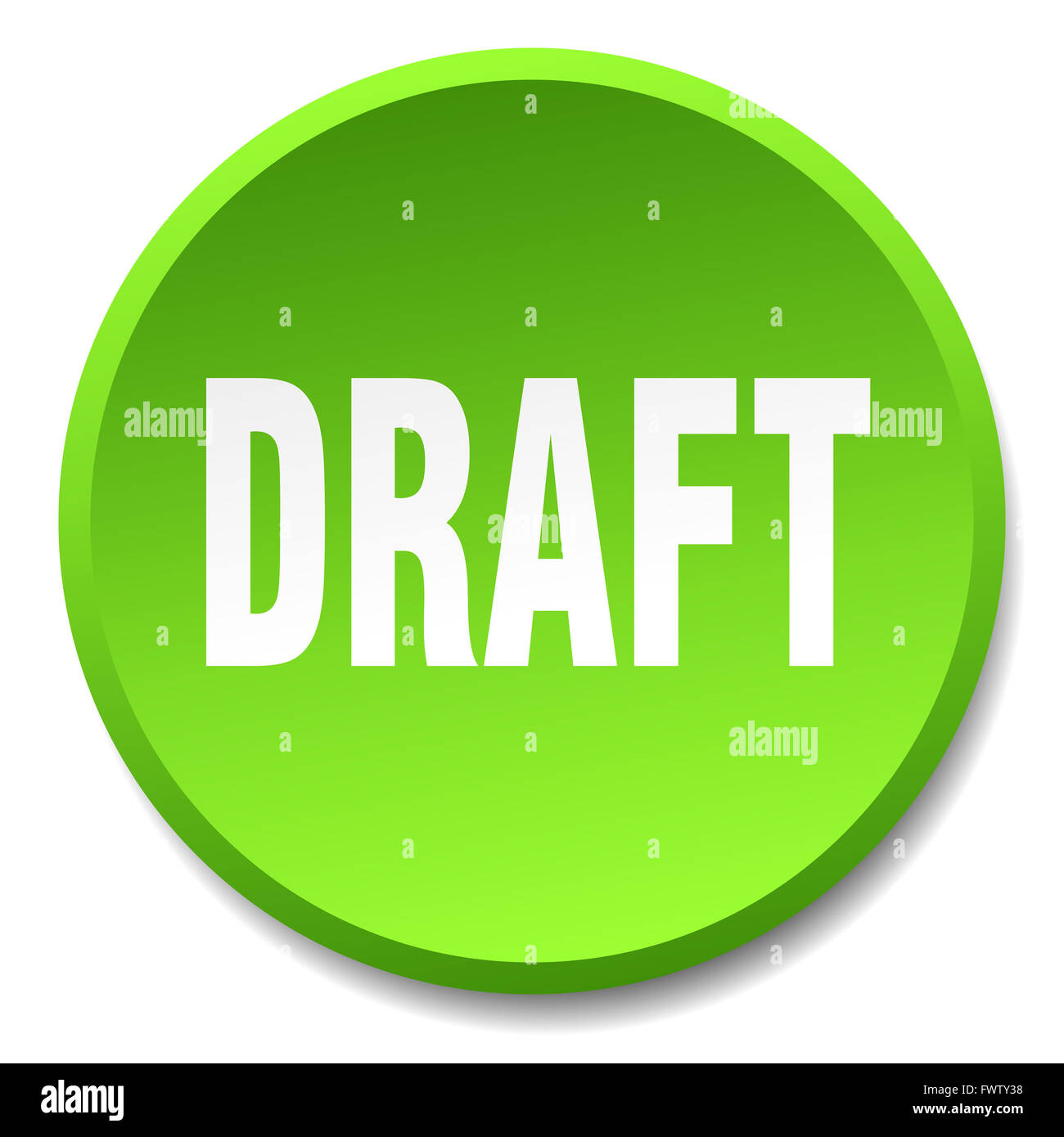 draft green round flat isolated push button Stock Photo - Alamy