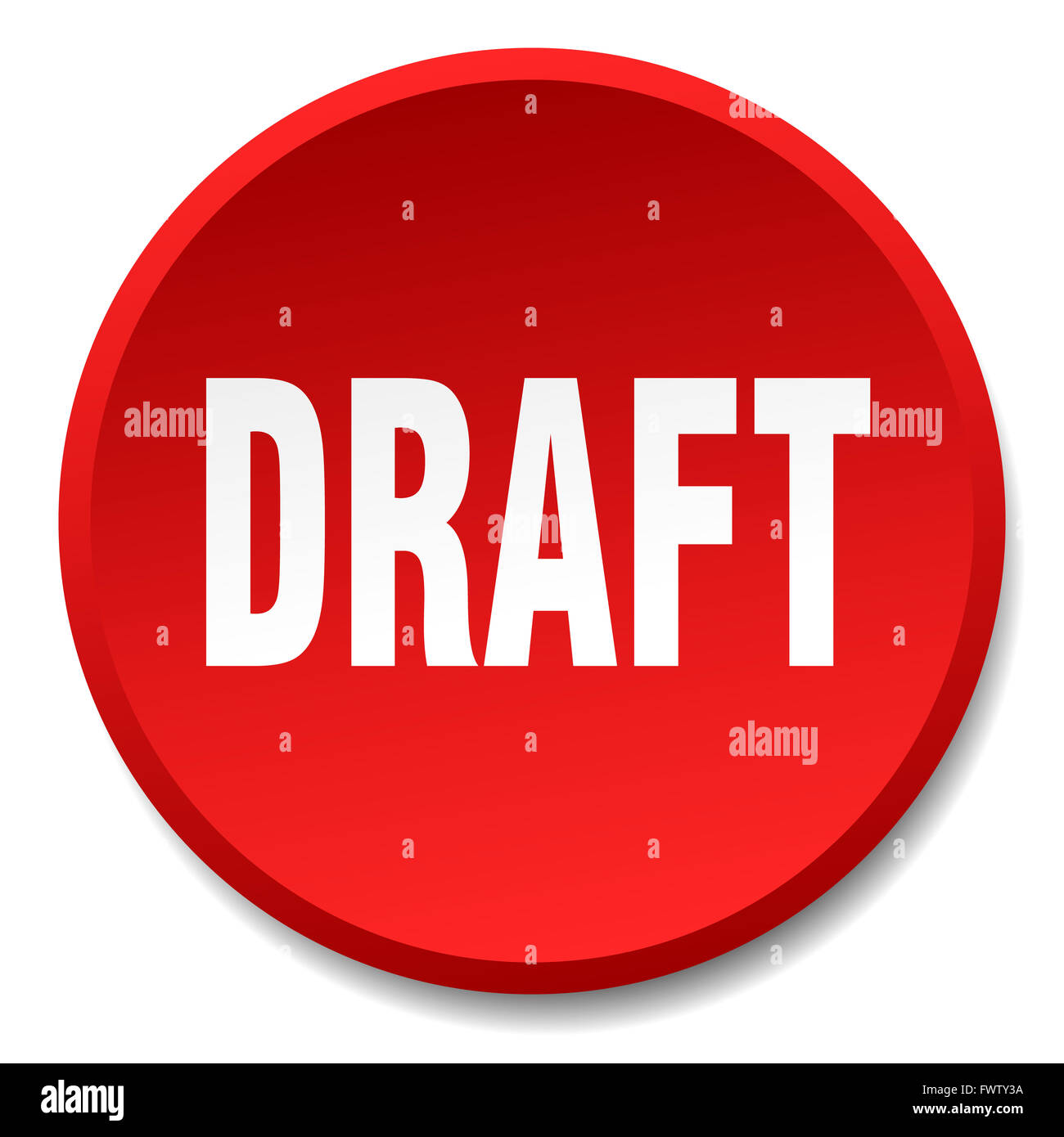 draft red round flat isolated push button Stock Photo - Alamy