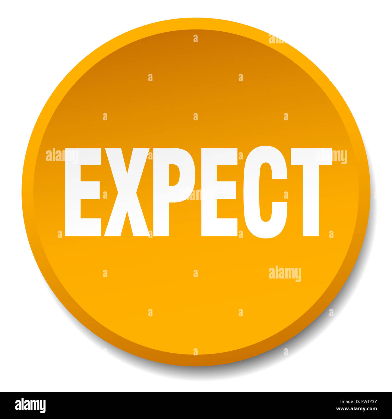expect orange round flat isolated push button Stock Photo - Alamy