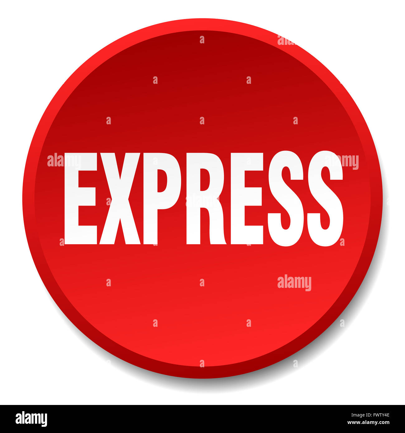 express red round flat isolated push button Stock Photo - Alamy