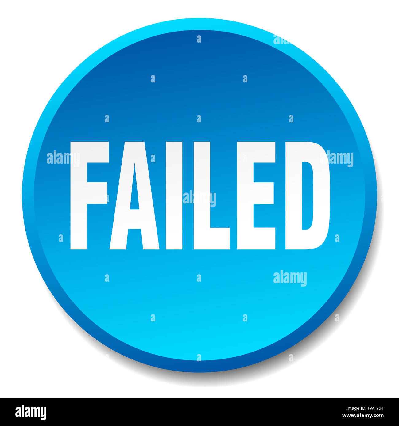 failed blue round flat isolated push button Stock Photo - Alamy