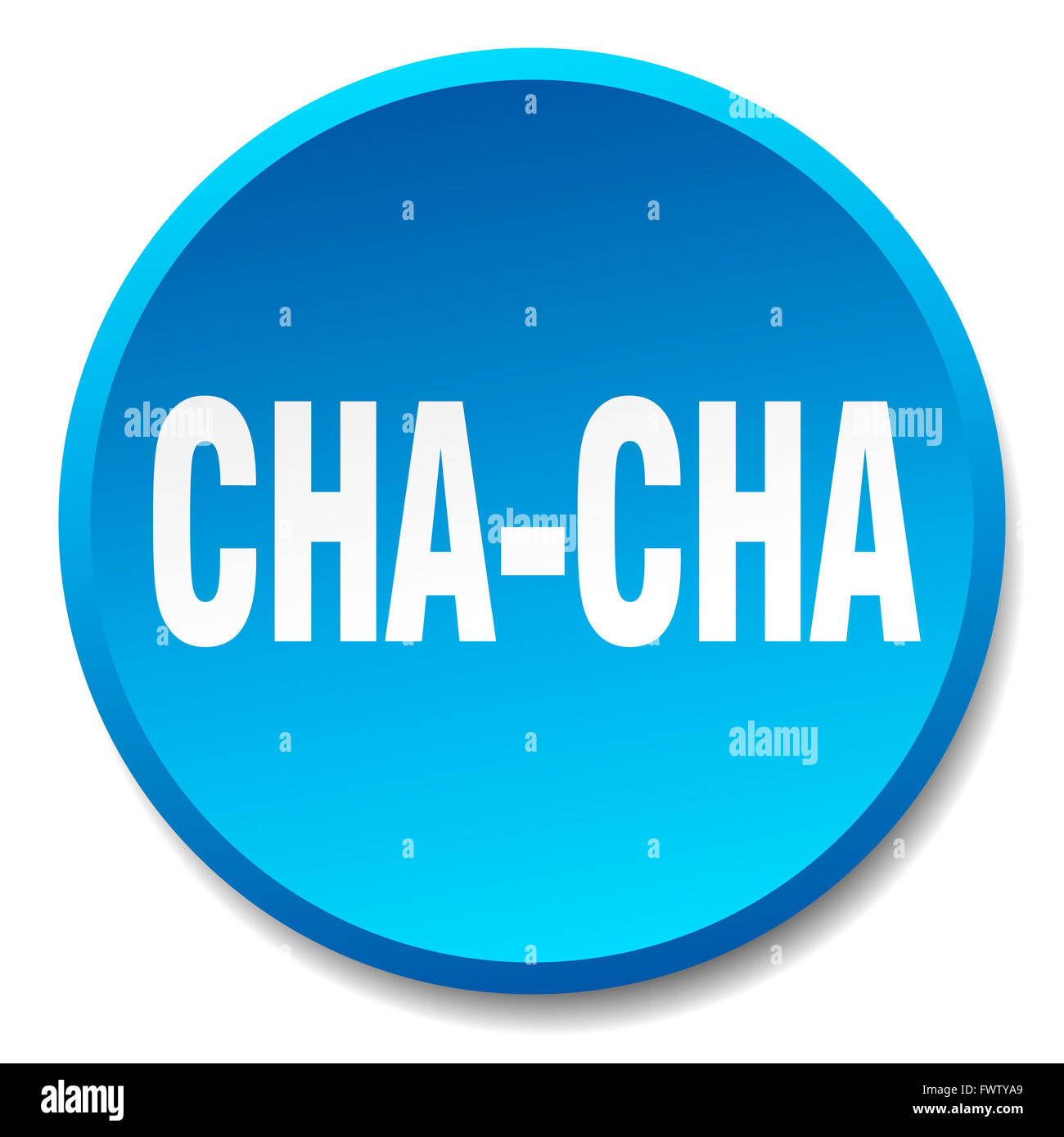 cha-cha blue round flat isolated push button Stock Photo - Alamy
