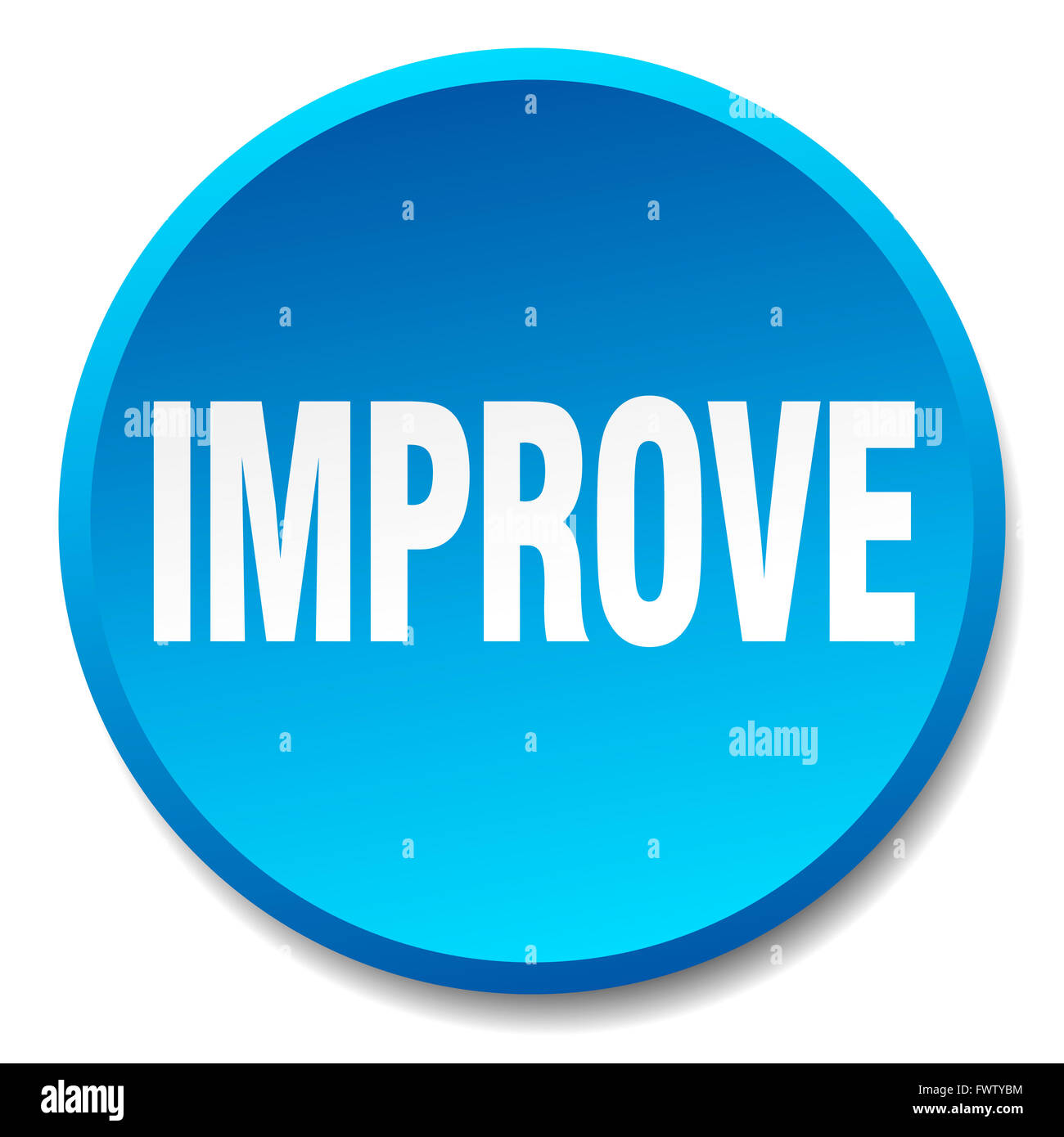 improve blue round flat isolated push button Stock Photo - Alamy