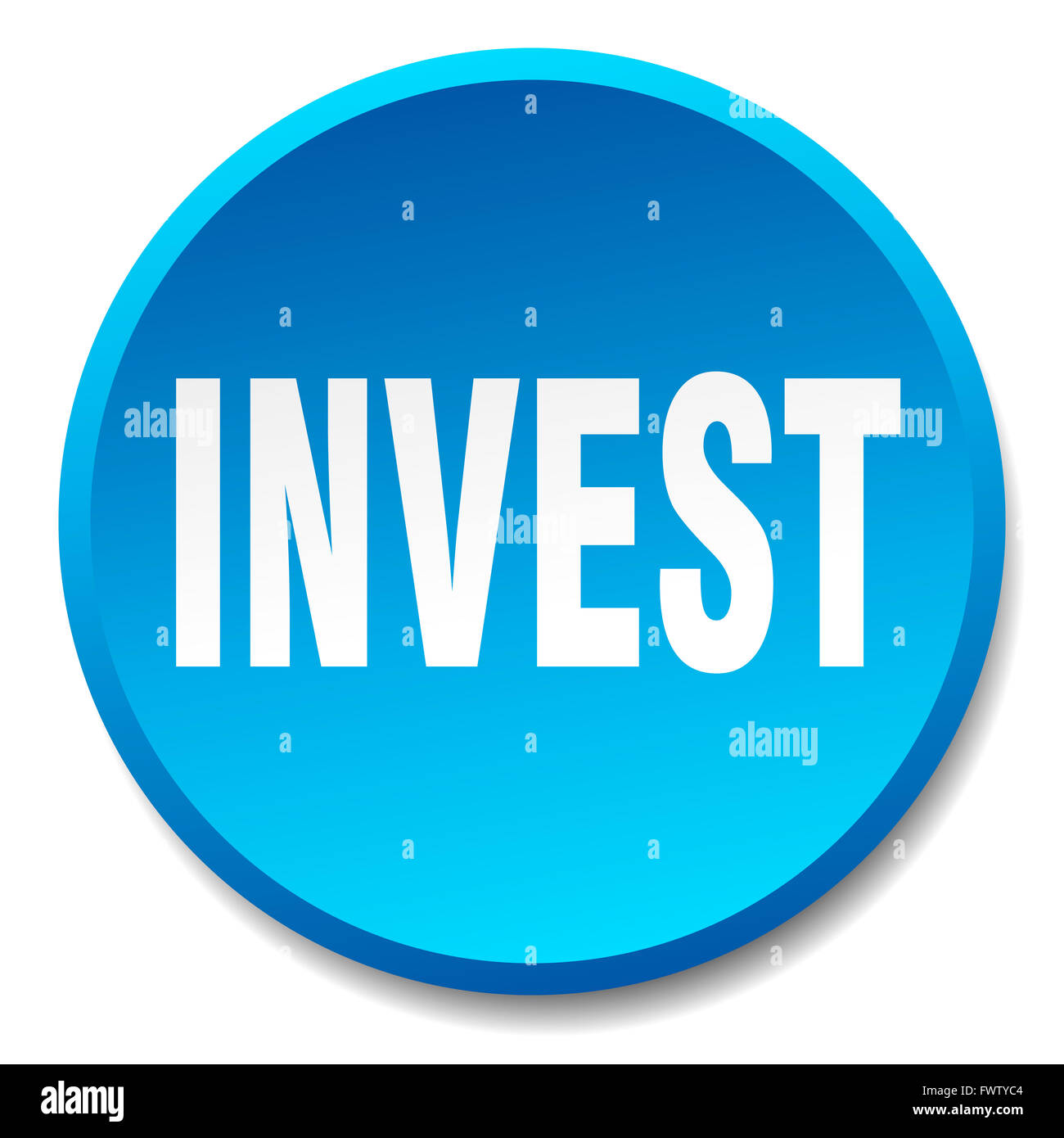 invest blue round flat isolated push button Stock Photo - Alamy