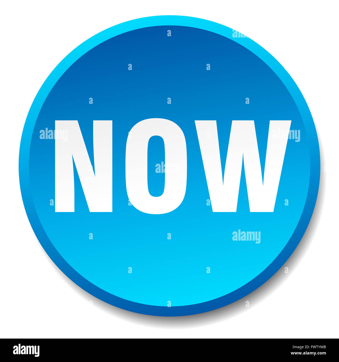 now blue round flat isolated push button Stock Photo - Alamy