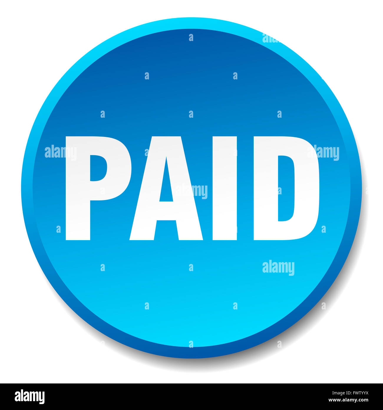 paid blue round flat isolated push button Stock Photo - Alamy