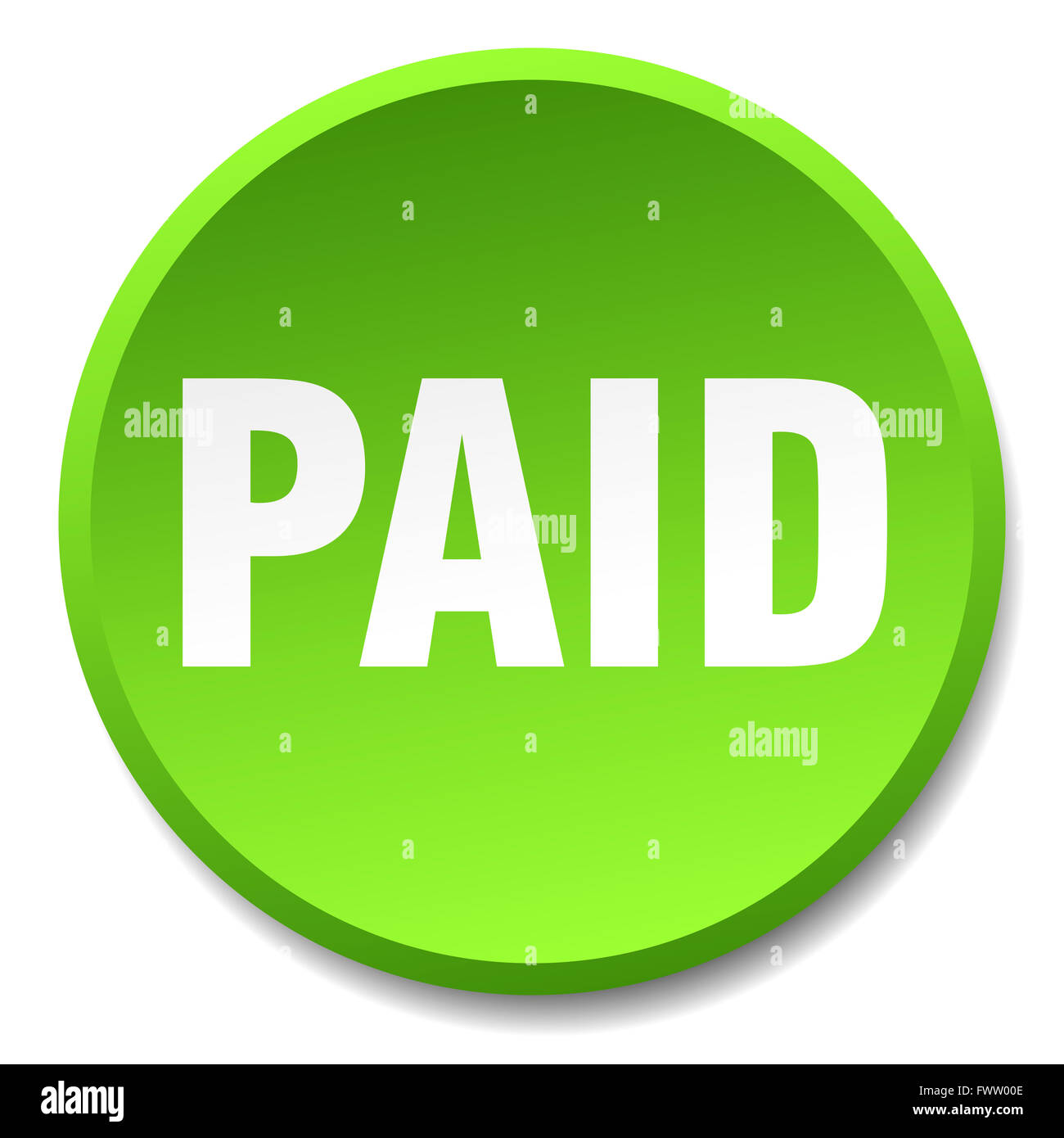 paid green round flat isolated push button Stock Photo - Alamy