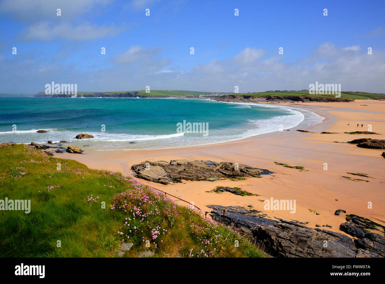 Beautiful North Cornwall beach Harlyn Bay England UK near Padstow and ...